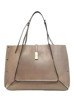 POLLINI Stud-embellished Leather Shoulder Bag Neutrals