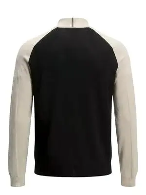 BOSS Color-blocked Sweater With Zipper Neck - Black