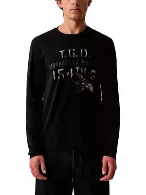 AERONAUTICA MILITARE Graphic-print Long-sleeve T-shirt - Black