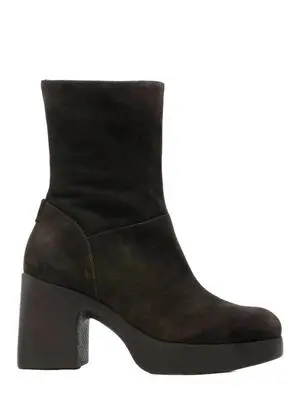 WONDERS Lady 101 Suede Platform Ankle Boots - Brown