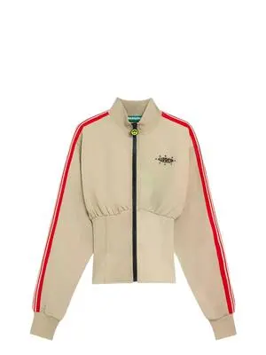 BARROW Side-stripe Corset-waist Zip-up Sweatshirt Neutrals