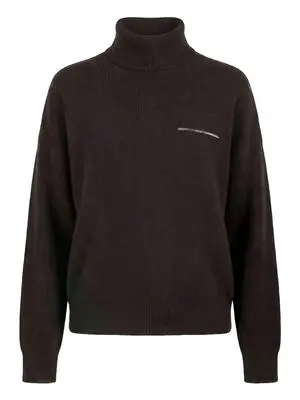 Peserico Roll-neck Ribbed-knit Sweater - Brown