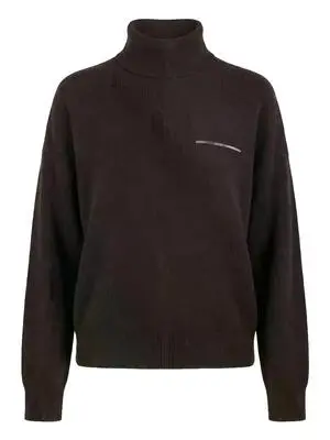 Peserico Roll-neck Ribbed-knit Sweater - Brown