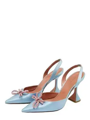Amina Muaddi Rosie Crystal-embellished Slingback Pumps - Blue