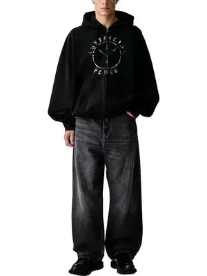 Vetements Graphic-print Washed-effect Hoodie - Black