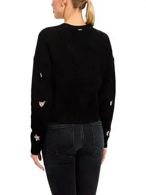 TWINSET Floral-embroidered Cut-out Cardigan - Black