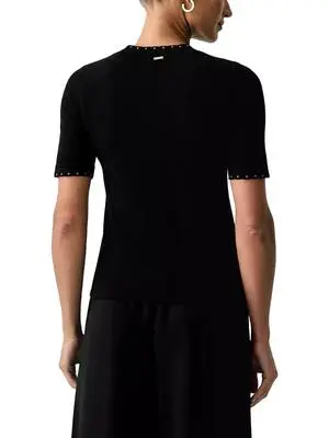 TWINSET Eyelet-embellished Short-sleeve Sweater Black