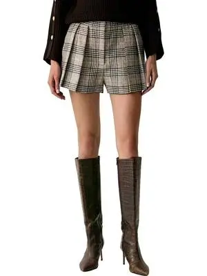 TWINSET Chequered Wool Cloth Shorts With Sequins