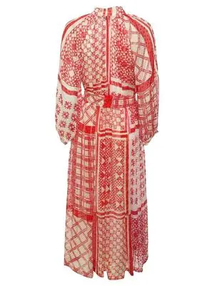 Fendi Geometric-print Belted Maxi Dress - Red