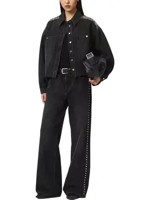 ALLSAINTS Stud-embellished Denim Jacket Black