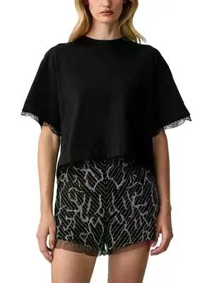 ALLSAINTS Lace-trim Open-back Blouse - Black