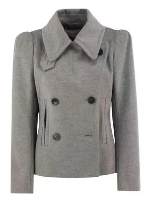 7 For All Mankind Double-breasted Half-belt Blazer Grey