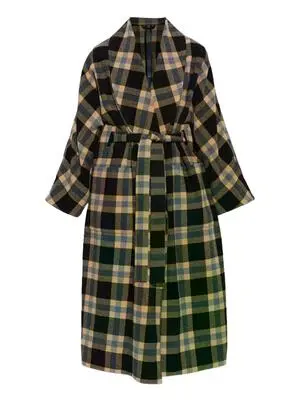 Kenzo Check Belted Coat - Black