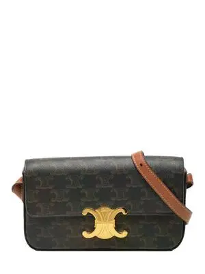 Celine 2021 Triomphe Coated Canvas Claude Shoulder Bag Brown