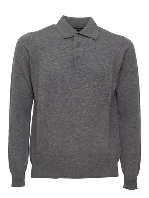 FILIPPO DE LAURENTIIS Long-sleeve Polo Shirt - Grey