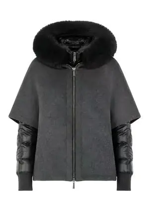 MOORER Layered Fur-trim Jacket Grey