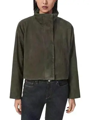 ALLSAINTS Funnel-neck Suede Jacket Green