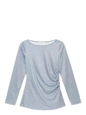 Malìparmi Micro-print Gathered T-shirt - Blue