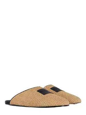 Givenchy Label Raffia-effect Flat Mules - Neutrals