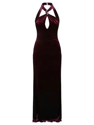 NISSA Open-back Velvet Maxi Dress - Red
