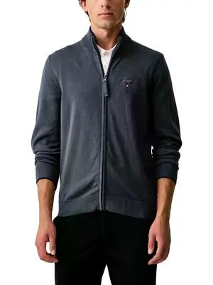 AERONAUTICA MILITARE Logo-embroidered Zip-up Cardigan - Blue