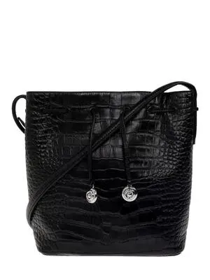 LIFFNER Small Croc-effect Charm Bucket Bag - Black
