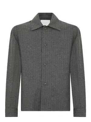 PAOLO PECORA Pinstriped Loose-fit Shirt Jacket - Grey