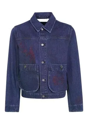 Paul Smith Embroidered Denim Jacket - Blue