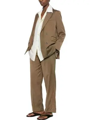 FORTE_FORTE Bead-embellished Double-breasted Blazer - Brown
