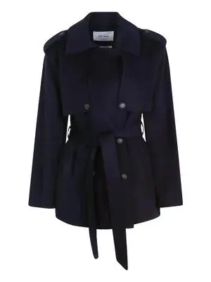 IVY OAK Iojunemarie Belted Double-breasted Coat - Blue