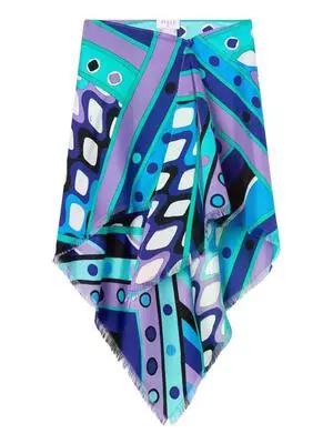 Emilio Pucci Vivara Print Silk Skirt - Blue