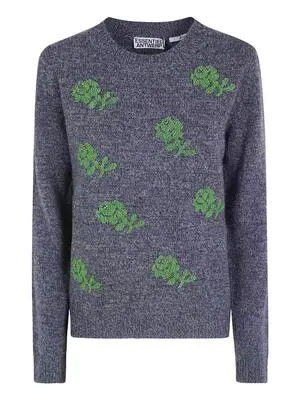 ESSENTIEL ANTWERP Bead-embellished Floral-motif Sweater