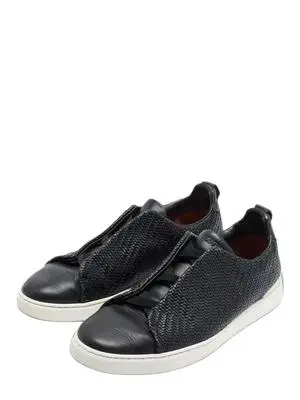 Ermenegildo Zegna Triple Stitch Woven Sneakers Black