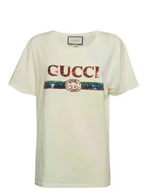 Gucci Equined Logo T-shirt - Neutrals