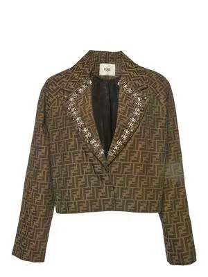 FENDI Zucca Jacquard Crystal-embellished Blazer