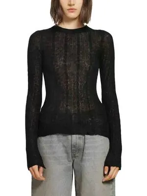 HAIKURE Sey Semi-sheer Cable-knit Sweater Black