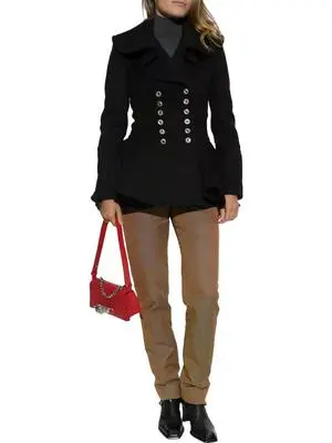 Alexander McQueen Double-breasted Waterfall Collar Coat - Black