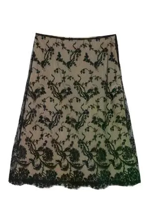Fendi Floral-lace Midi Skirt - Black