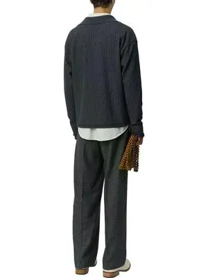 MFPEN Ribbed-knit Bouclé Polo Shirt - Grey