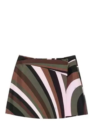 Emilio Pucci Iride-print Wrap Mini Skirt Brown