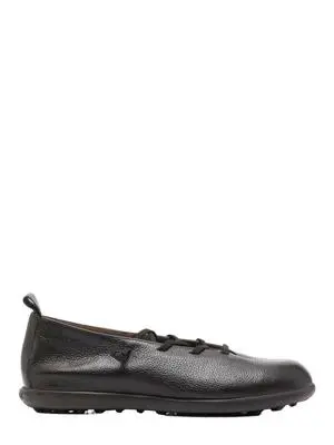 WONDERS Lace-up Grained Leather Ballet Flats Brown