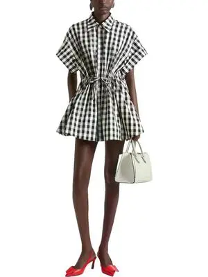 Givenchy Mini Shirt Dress In Checked Cotton - Black