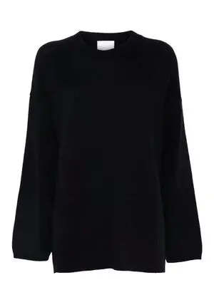 ALLUDE Crew-neck Long-sleeve Sweater - Black