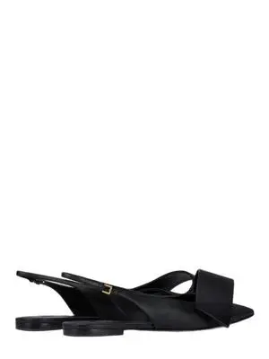 Givenchy Twisted Ribbon Flat Slingbacks In Leather - Black