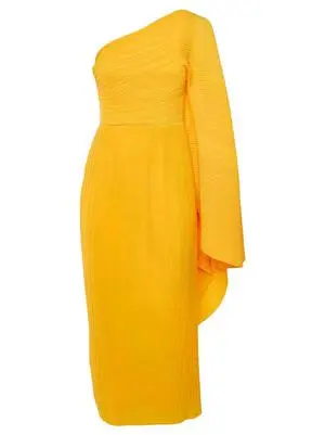 SOLACE LONDON S Lila Draped-shoulder Midi Dress