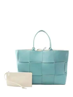 Bottega Veneta 2012-2026 Large Leather Intrecciato The Arco Tote Bag - Blue