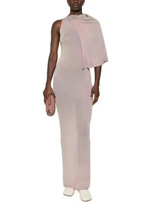 Rick Owens Scarf Asymmetric Draped-detail Maxi Dress Neutrals
