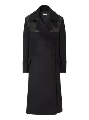 Fendi Leather-panelled Double-breasted Parka - Black