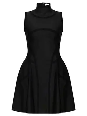 Alexander McQueen High-neck Panelled Mini Dress - Black