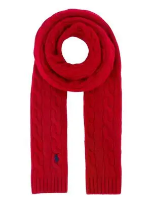 Polo Ralph Lauren Cable-knit Wool-cashmere Scarf - Red